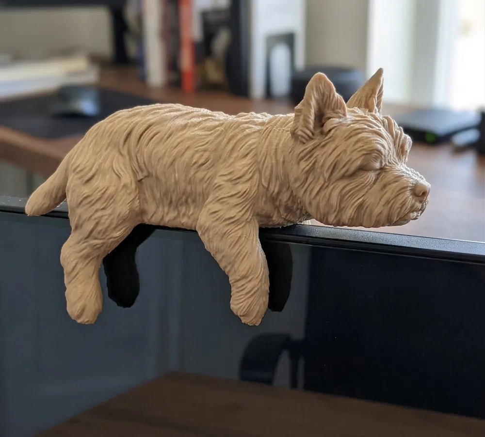 Sleeping Yorkie Monitor Topper - Free 3D Print Model - MakerWorld