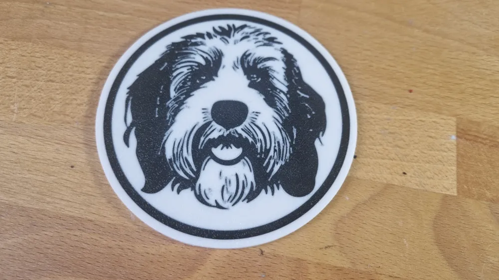 Old English Sheepdog coaster / wall art by Mr.Jay - MakerWorld