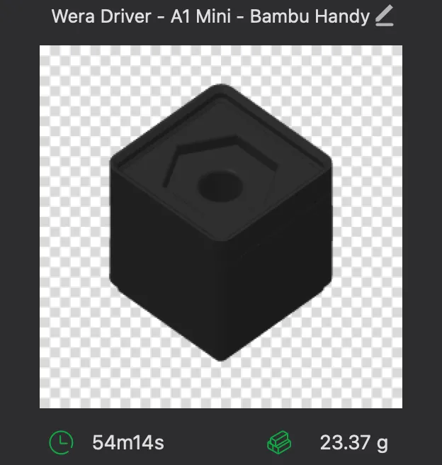 Gridfinity Wera Driver 1x1 Bin - Extended - A1 Mini - Bambu Handy ...