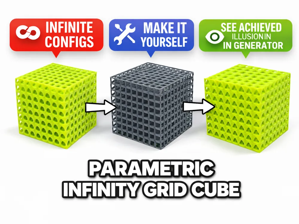 Parametric Infinity Grid Cube - Optical Illusion - Free 3D Print Model ...