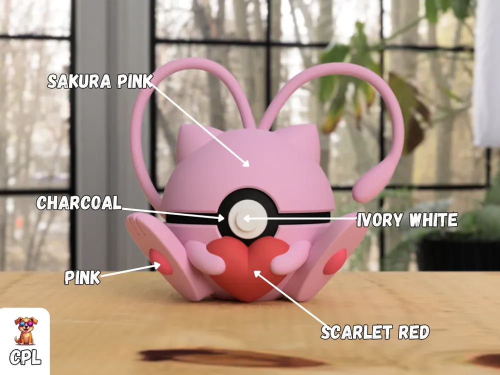 #0151 - Valentines Day Mew Poke Ball - Free 3D Print Model - MakerWorld