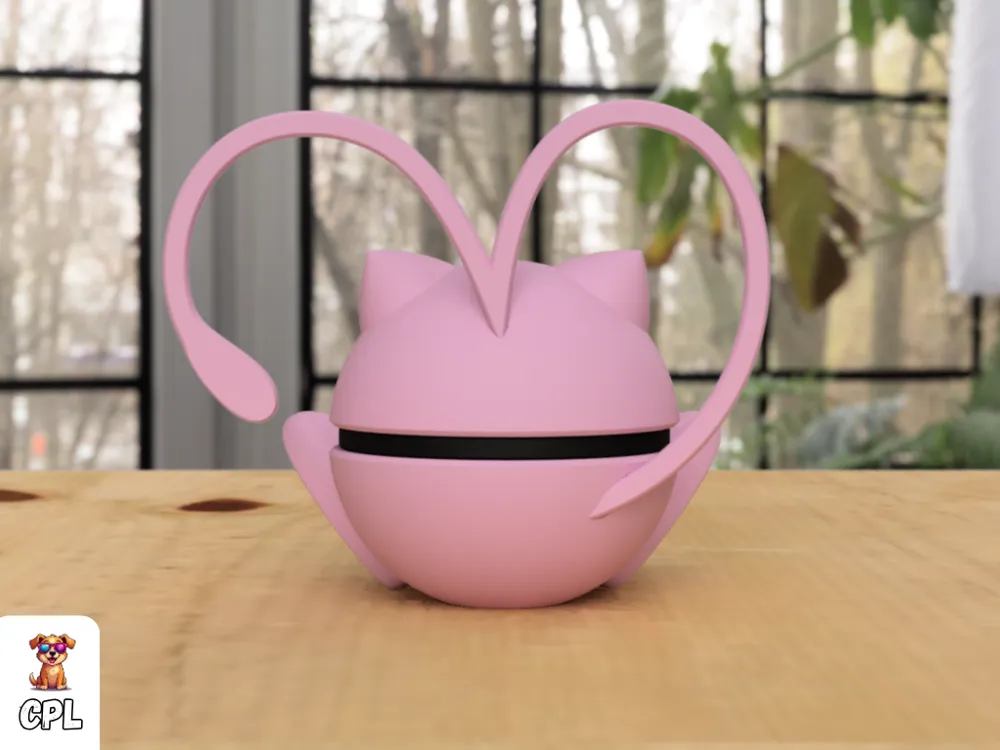 #0151 - Valentines Day Mew Poke Ball - Free 3D Print Model - MakerWorld