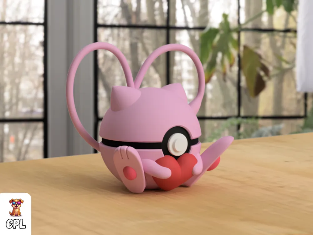 #0151 - Valentines Day Mew Poke Ball - Free 3D Print Model - MakerWorld