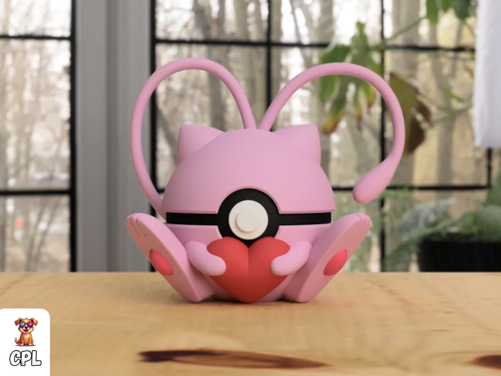 #0151 - Valentines Day Mew Poke Ball - Free 3D Print Model - MakerWorld