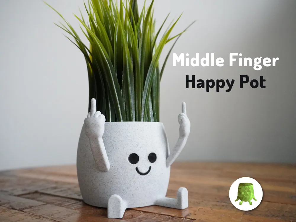Middle Finger Happy Plant Pot - Free 3D Print Model - MakerWorld