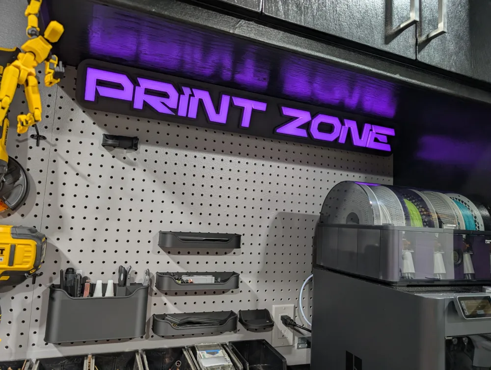 PRINT ZONE LED SIGN (multipart) - Free 3D Print Model - MakerWorld
