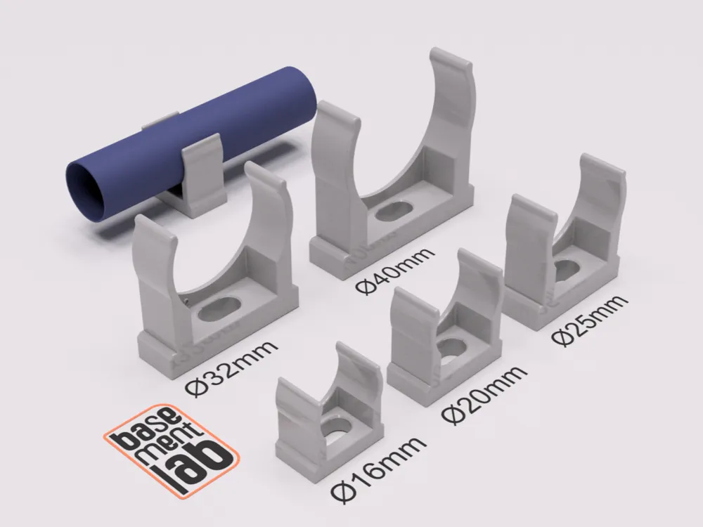 Pipe clips - A-Type - Ø 16 / 20 / 25 / 32 / 40mm - Free 3D Print Model ...
