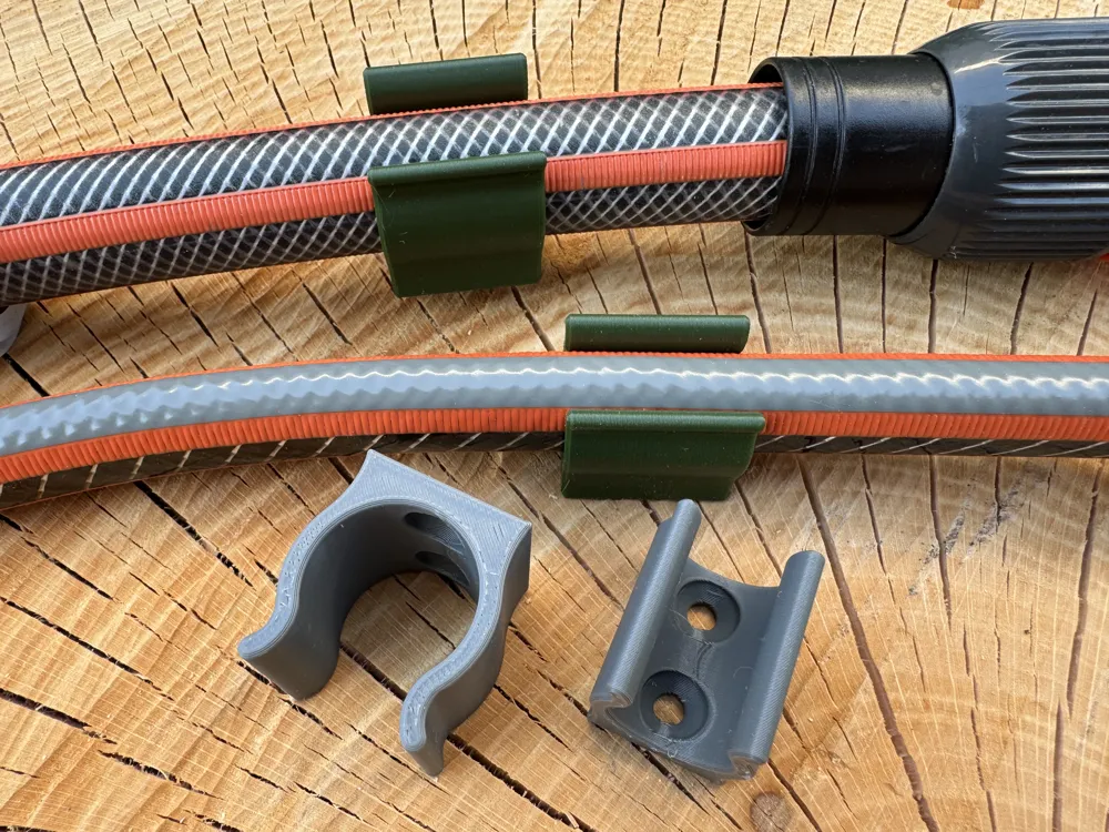 Garden Hose Wall Clamp 1/2" and 3/4" by practical3D MakerWorld: Download Free 3D Models
