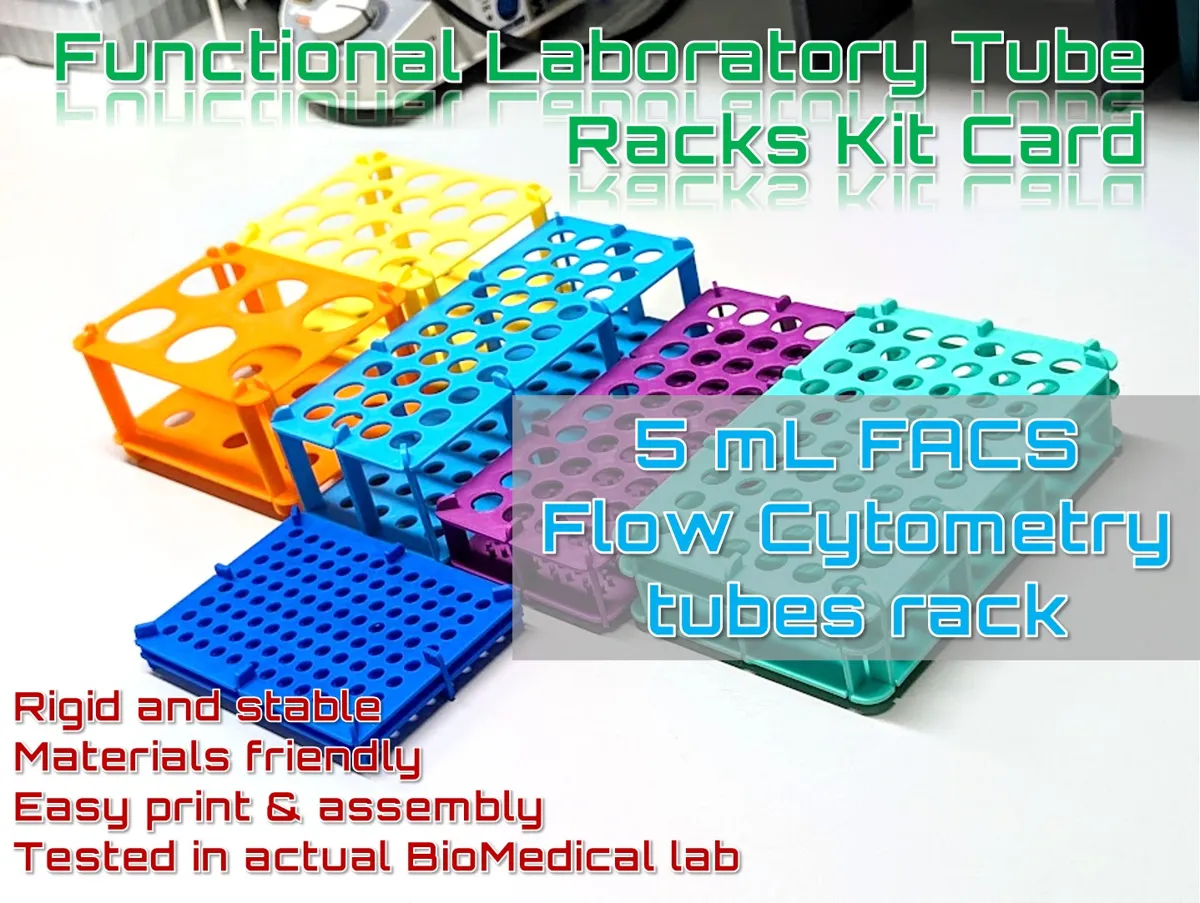 Flow Cytometry / FACS tube rack kit card - Free 3D Print Model - MakerWorld