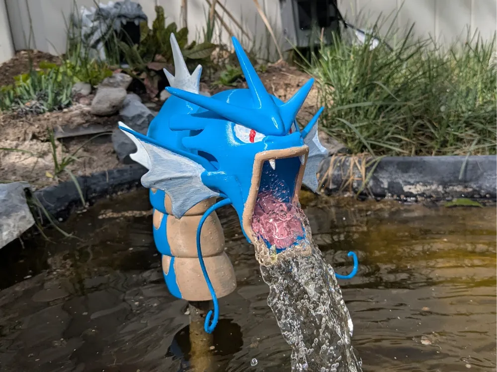 Gyarados Pokemon Water Fountain (functional) - Free 3D Print Model ...