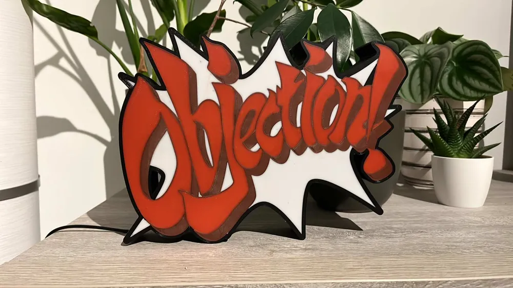 Ace Attorney "Objection!" Lightbox - Free 3D Print Model - MakerWorld
