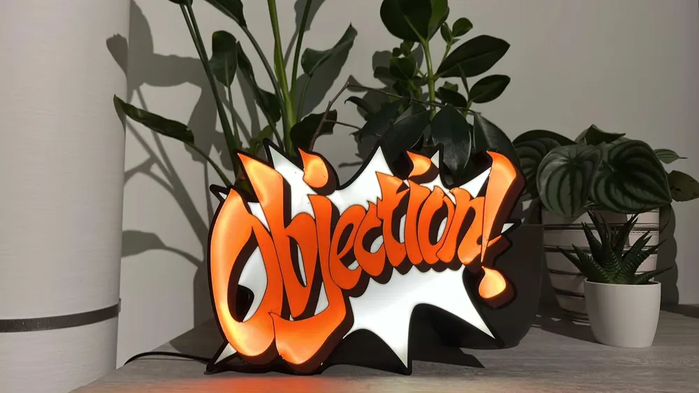 Ace Attorney "Objection!" Lightbox - Free 3D Print Model - MakerWorld