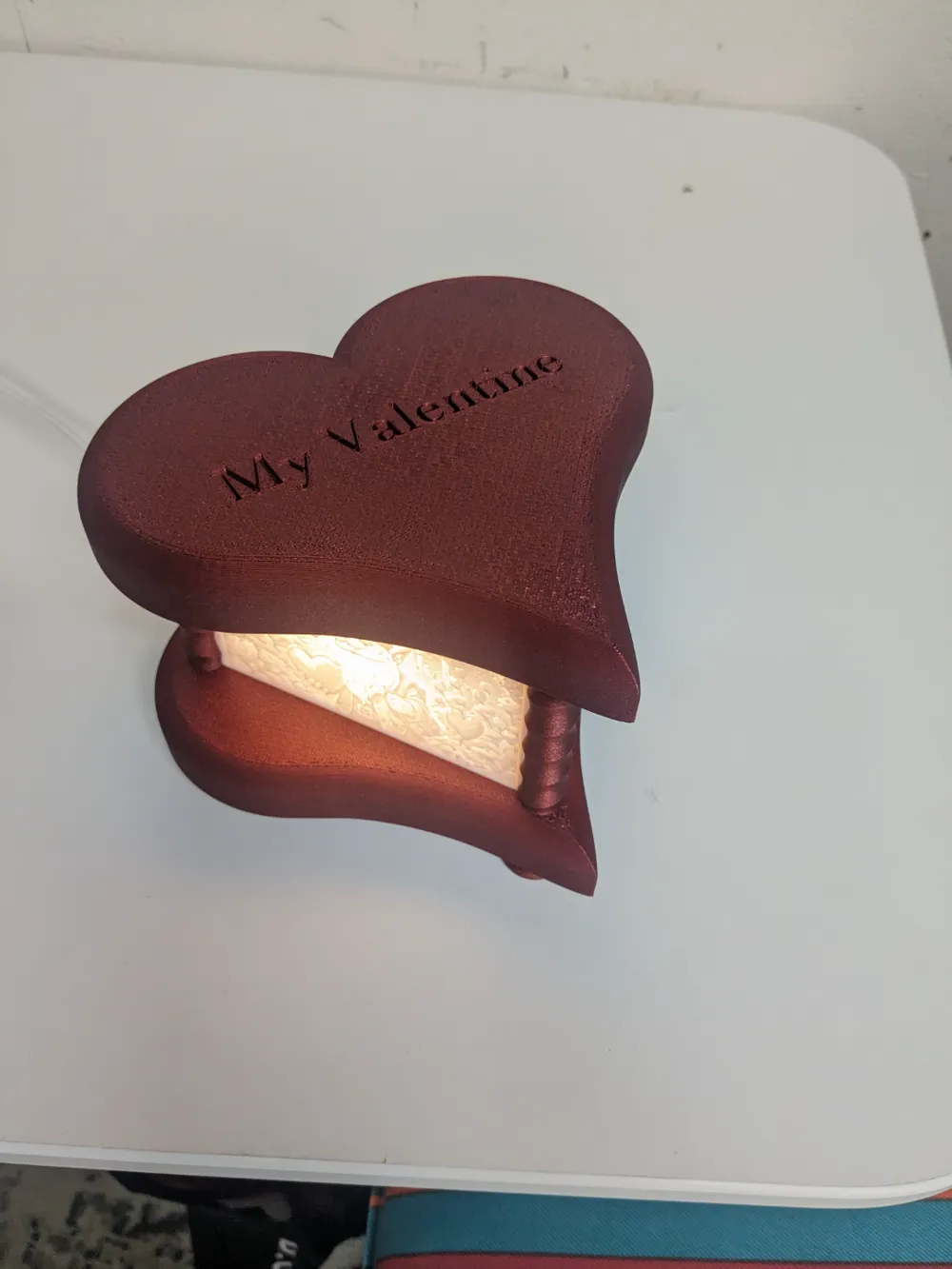 Heart shaped Valentines day lithophane lantern - Includes blank top ...