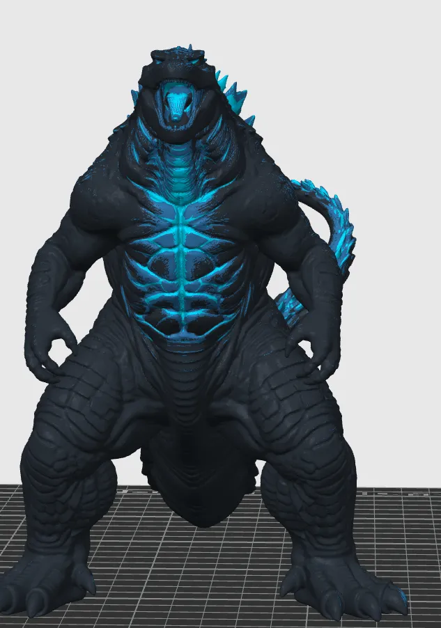 Blue Radiated Godzilla (3-Color Print With Glow) - Free 3D Print Model ...