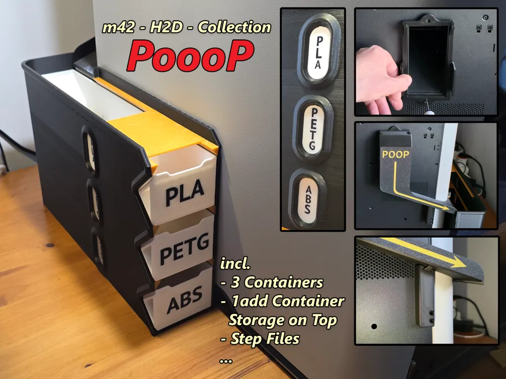 Poop - m42 H2D - Poop Chute and Bin by maCyo42 MakerWorld: Download ...