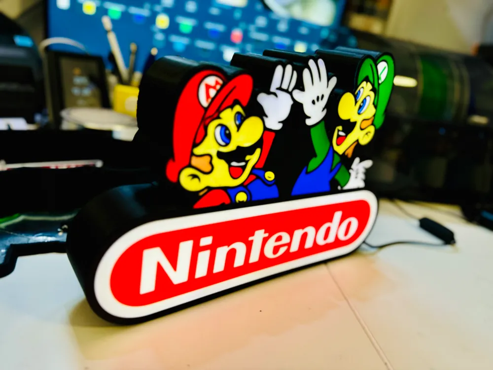 Nintendo - Mario & Luigi - High Five Light up Sign by vidguide - MakerWorld