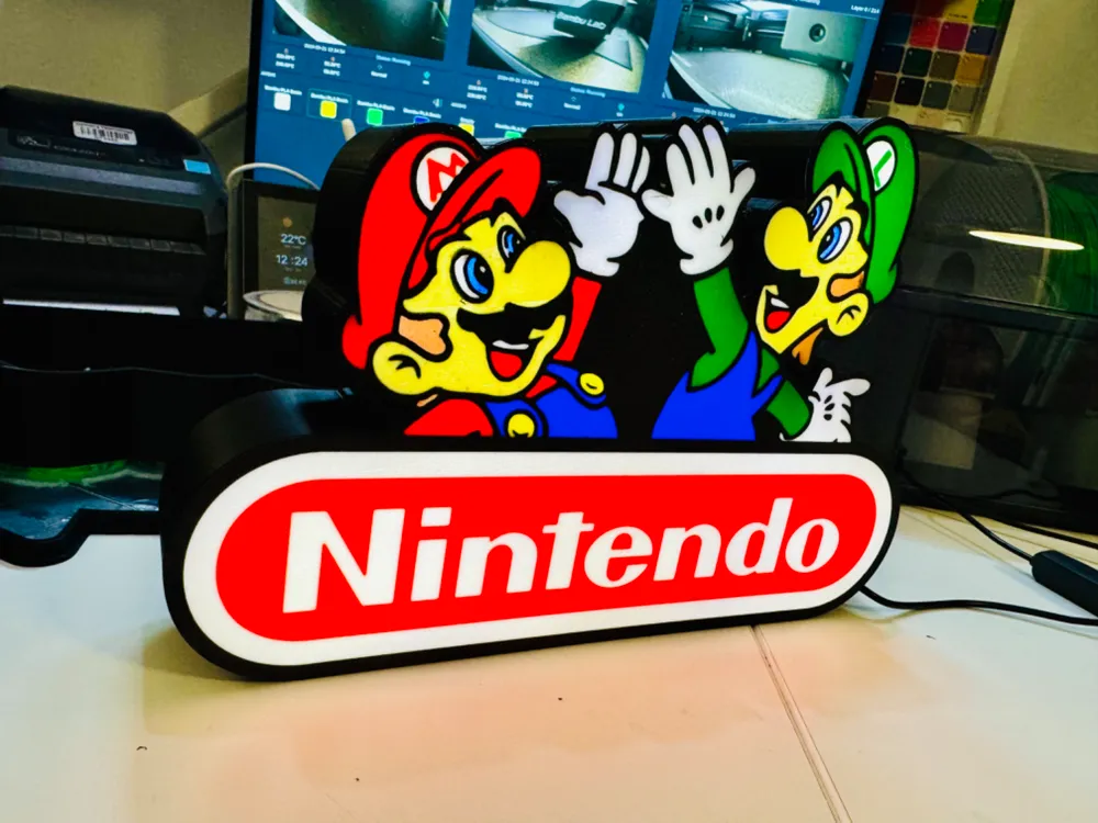 Nintendo - Mario & Luigi - High Five Light up Sign by vidguide - MakerWorld