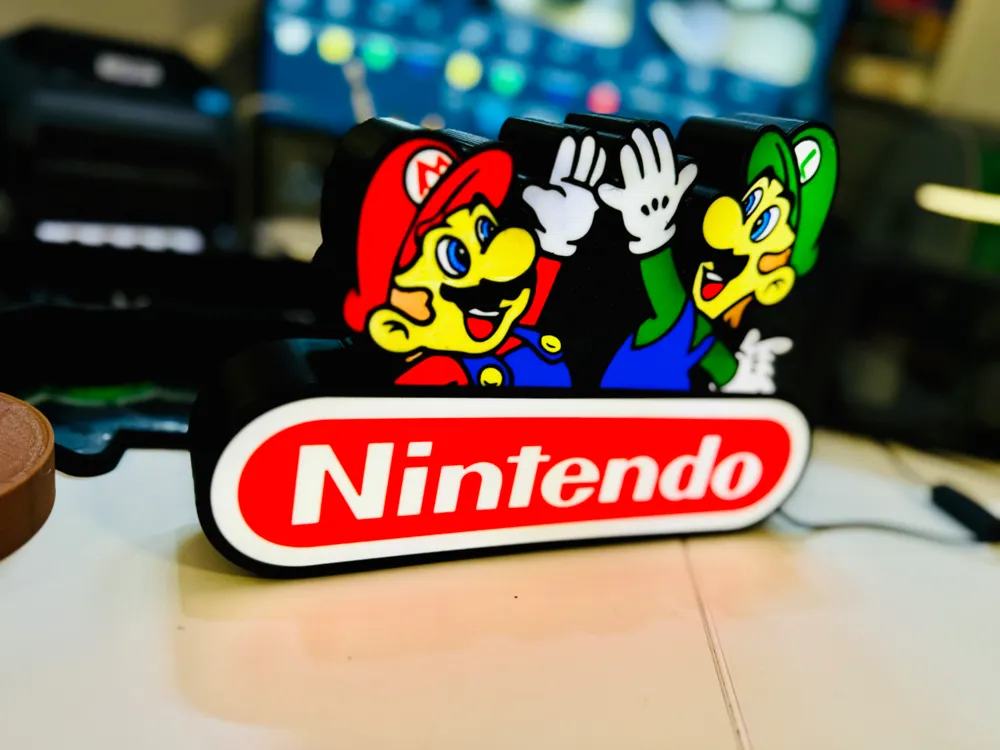Nintendo - Mario & Luigi - High Five Light up Sign by vidguide - MakerWorld
