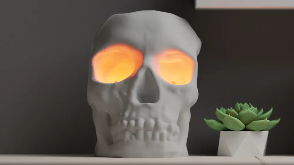 Skull Lamp. Horror Themed Tealight LED Candle lamp - Free 3D Print ...