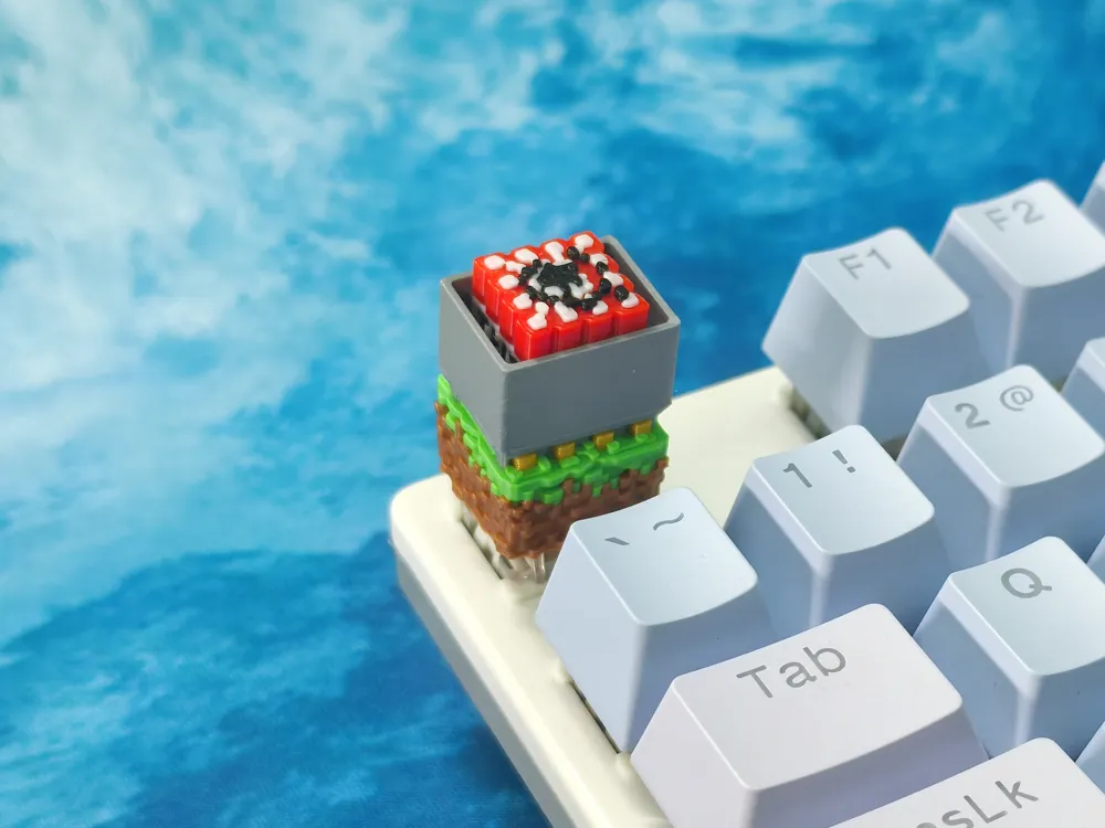 "MC Grass Block Rail Minecart" Keycap - Free 3D Print Model - MakerWorld