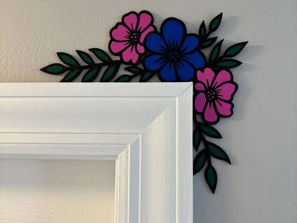 Floral Door Corner Decor - Free 3D Print Model - MakerWorld