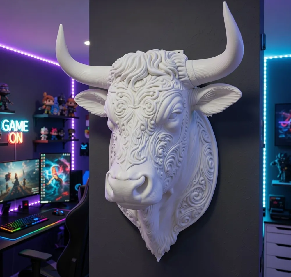 Amazing Bull Head Wall Mount Ultra Detailed Decor - Free 3D Print Model ...