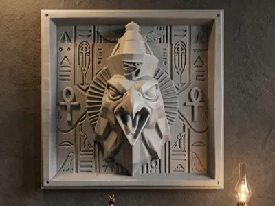 Egyptian Horus 3D Wall Sculpture - Free 3D Print Model - MakerWorld