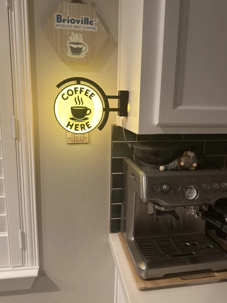 Coffee Lightbox Sign + Wall Bracket (Customizable) - Free 3D Print ...
