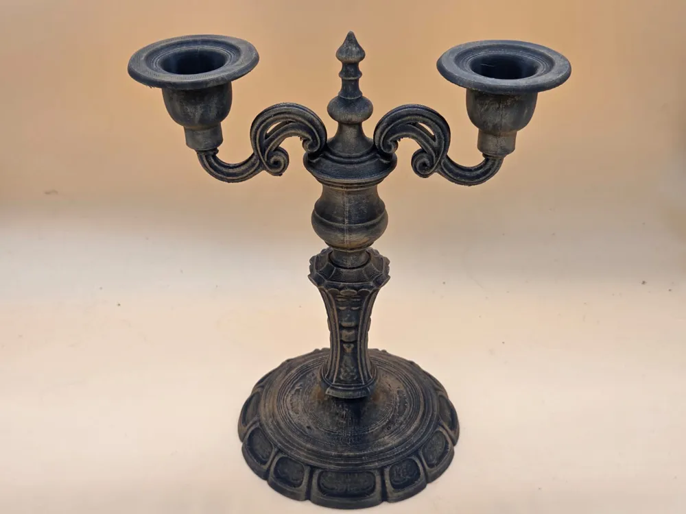 Ornamental Candlestick – 2-Arm Candelabra - Free 3D Print Model ...