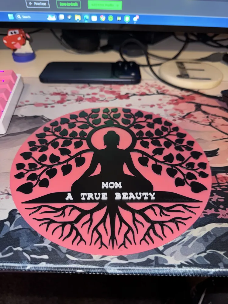 “Mom – A True Beauty” 3D Printed Wall Art - Free 3D Print Model ...