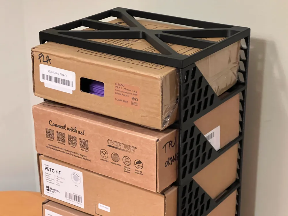 Filament storage stack Bambu boxes stackable trays by SY3D MakerWorld: Download Free 3D Models