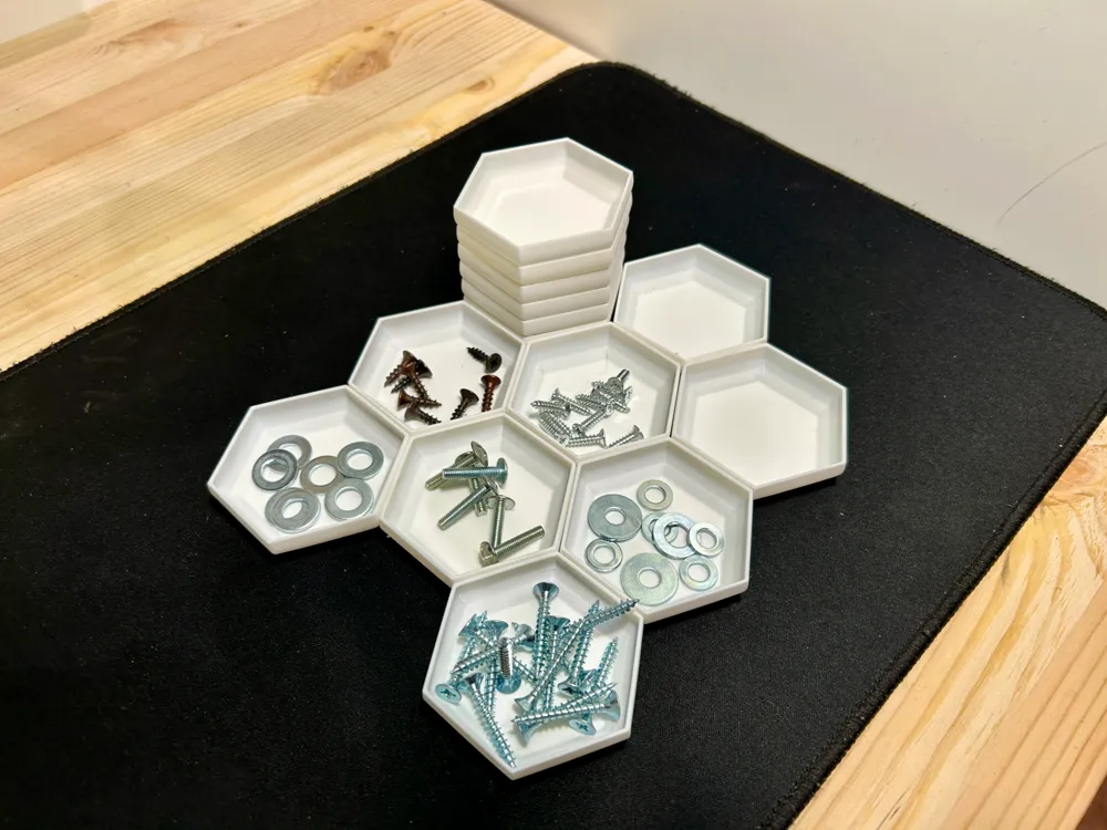 Small hexagonal stackable trays by TuringComplete - MakerWorld