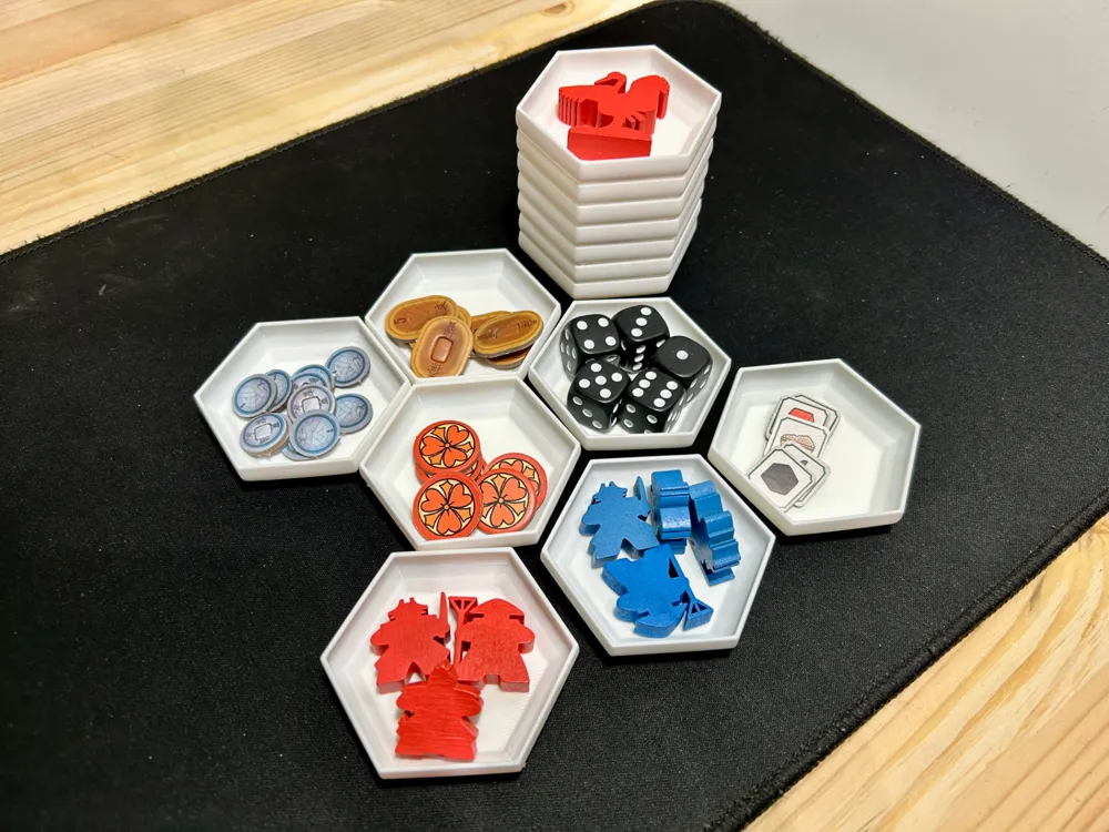 Small hexagonal stackable trays by TuringComplete - MakerWorld