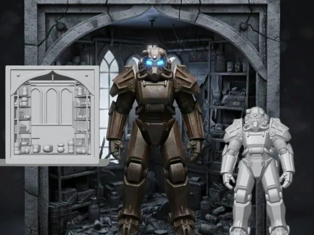 Fallout book nook with armor - Free 3D Print Model - MakerWorld