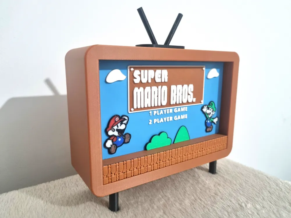 Super Mario Bros Coin Bank / Retro TV - Free 3D Print Model - MakerWorld