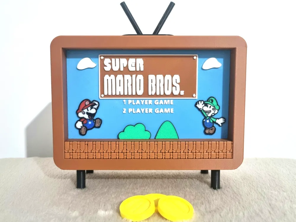 Super Mario Bros Coin Bank / Retro TV - Free 3D Print Model - MakerWorld