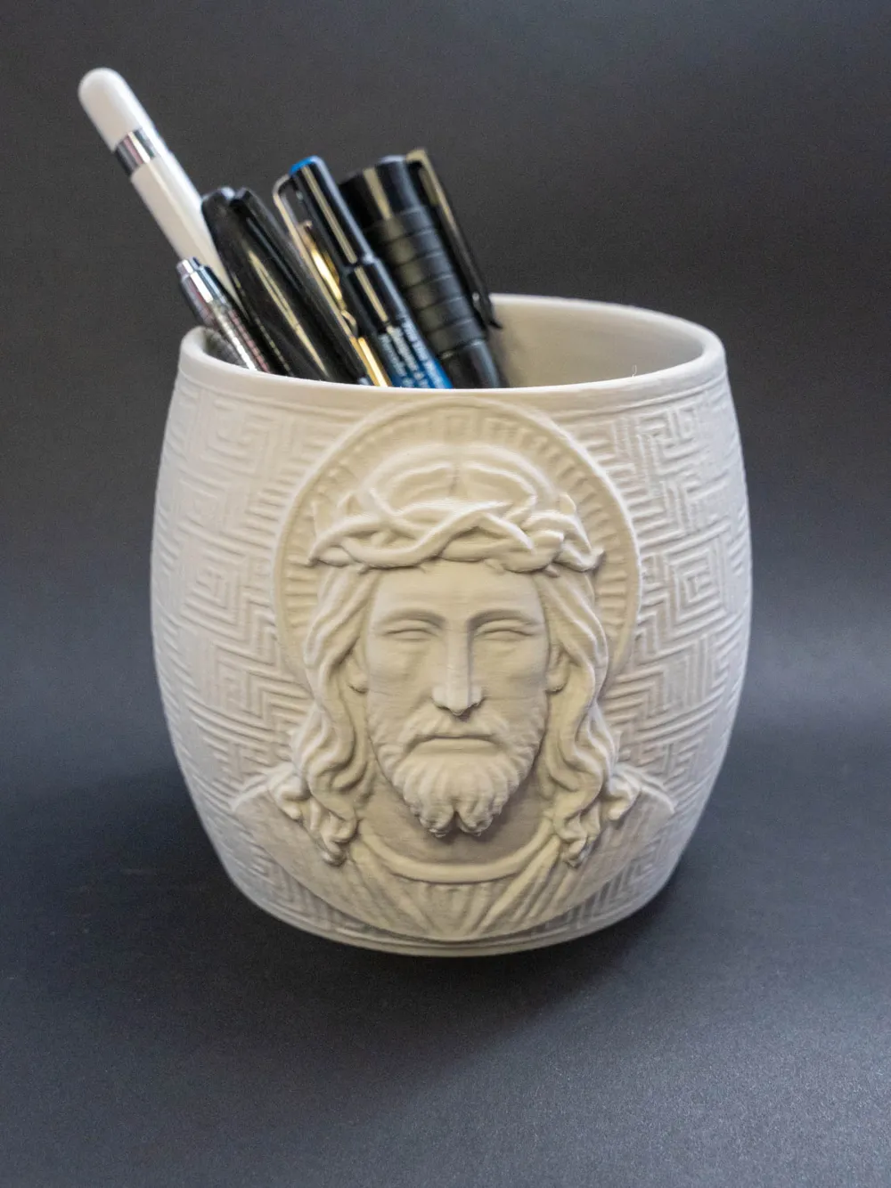 Jesus Pen Holder Desk Organizer Pencil Box planter - Free 3D Print ...