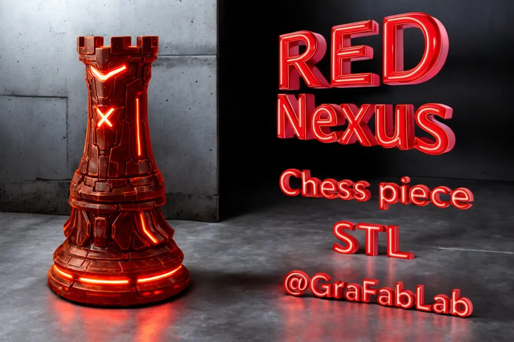 Red Nexus "Rook" - chess piece - Free 3D Print Model - MakerWorld