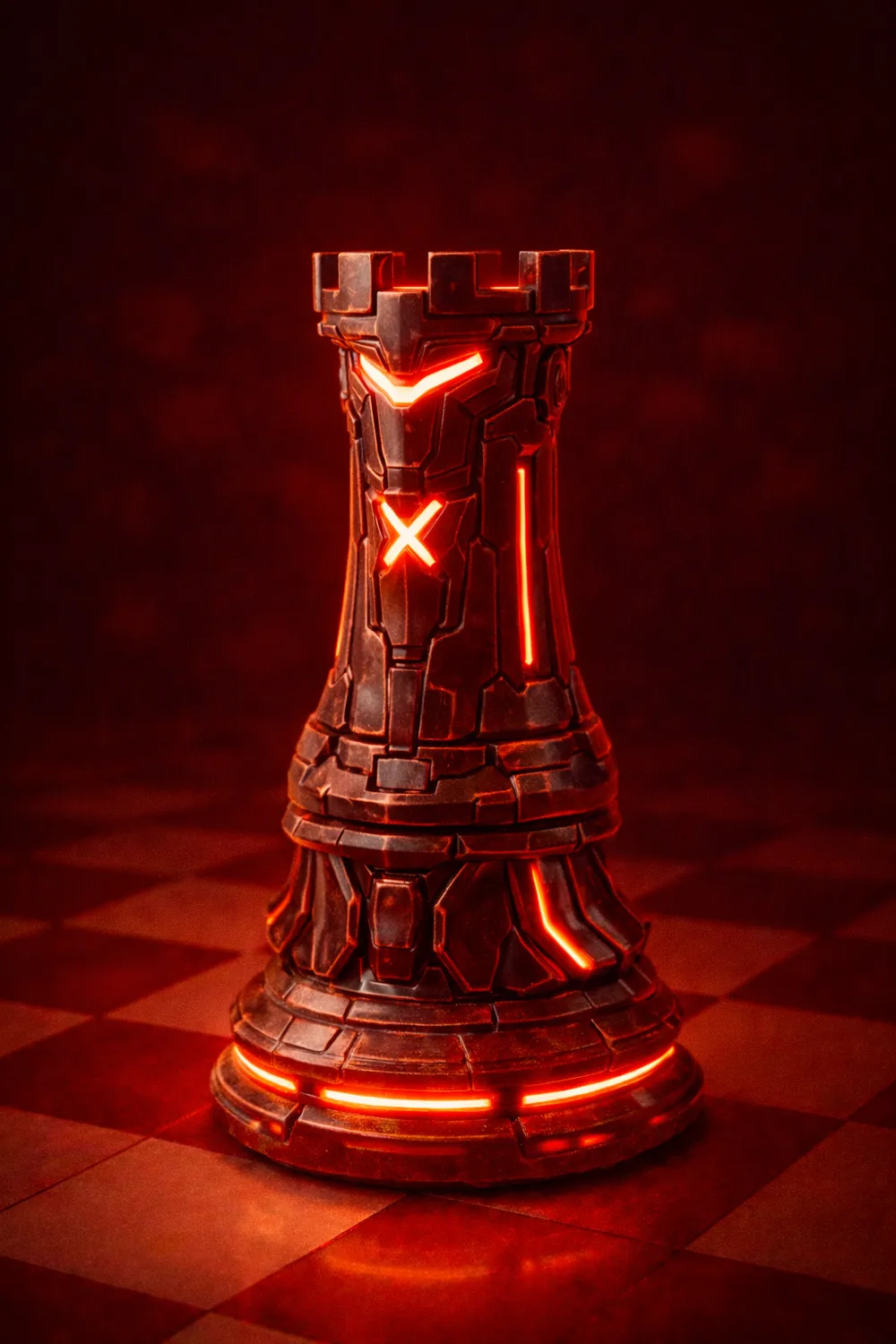Red Nexus "Rook" - chess piece - Free 3D Print Model - MakerWorld