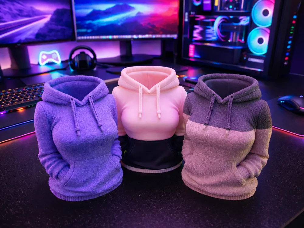 Female Hoodie Desk-Organizer XS - Free 3D Print Model - MakerWorld
