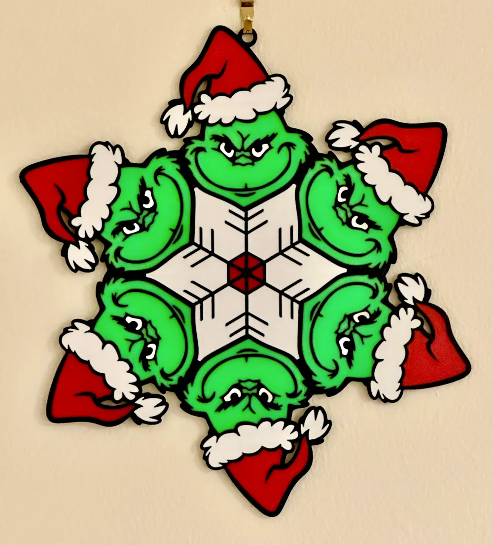 Grinch Snowflake Christmas Decoration by Nairnwatt - MakerWorld