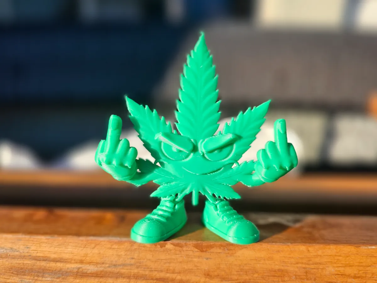 Rude Marijuana Leaf with Middle Fingers - Free 3D Print Model - MakerWorld