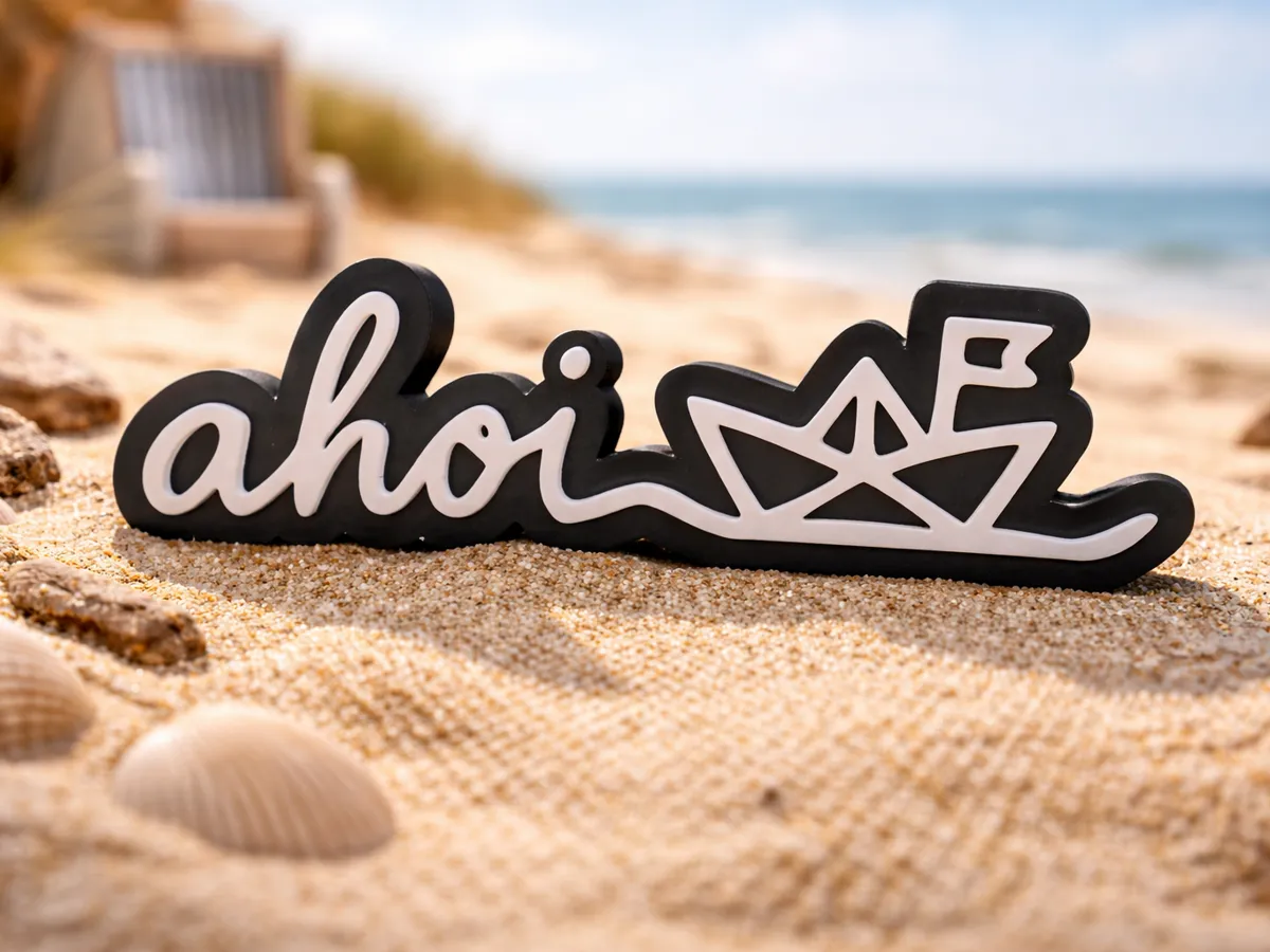 Ahoi lettering with boat (no AMS, No AMS) - Free 3D Print Model ...
