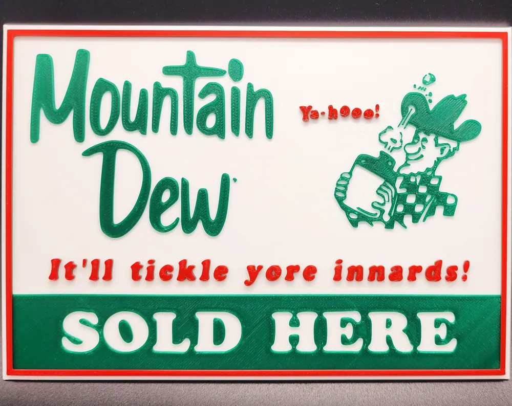 Vintage Mountain Dew Sign 3 Color by TripleGWorkshop - MakerWorld