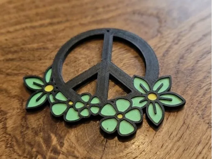 Peace & Flowers minimal - Free 3D Print Model - MakerWorld