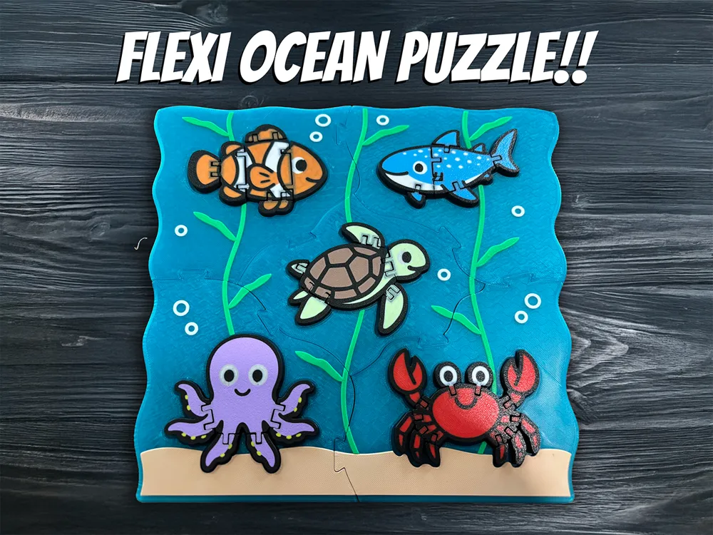 Flexi Ocean Animals Matching Puzzle - Free 3D Print Model - MakerWorld