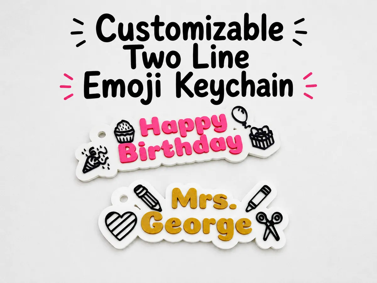 Customizable Two line Name Emoji Keychain - Free 3D Print Model ...