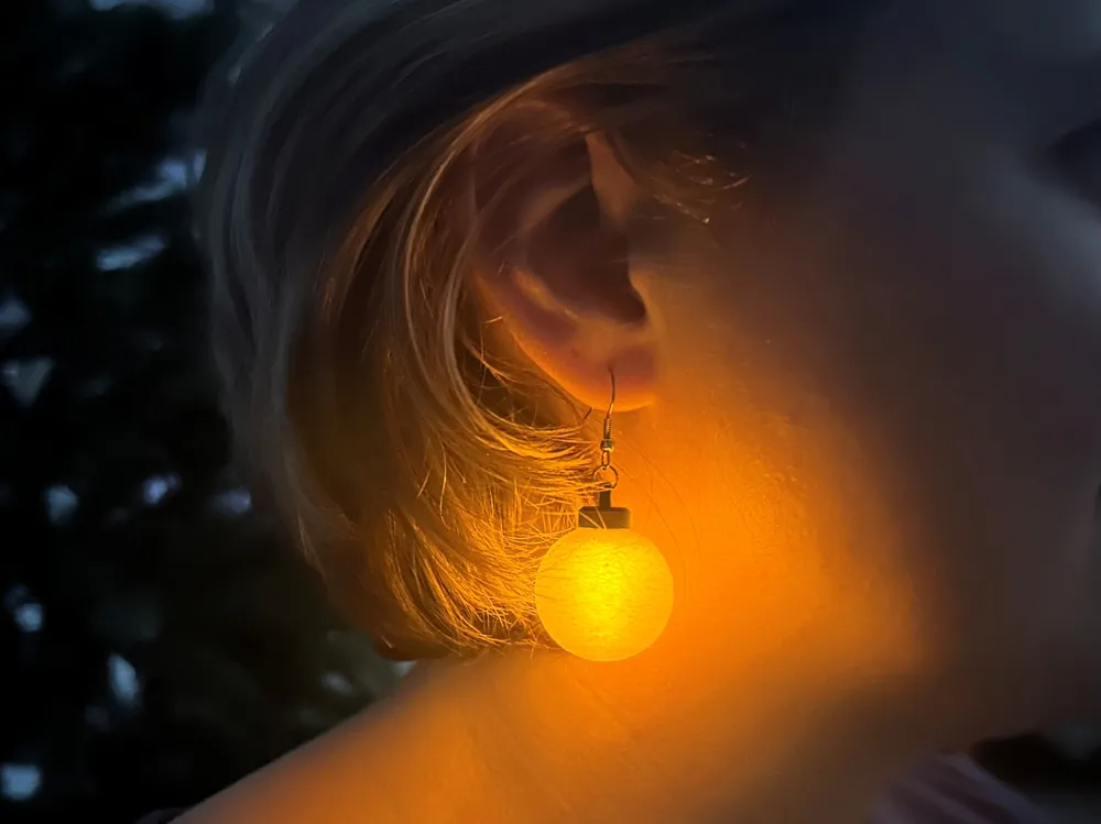 Illuminated Christmas tree bauble earrings by Allpa_112 MakerWorld: Download Free 3D Models