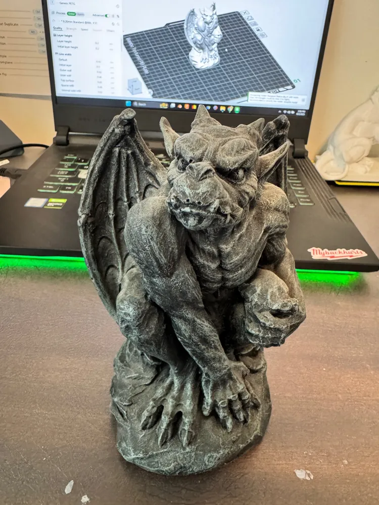 Gargoyle on rock statue - Free 3D Print Model - MakerWorld