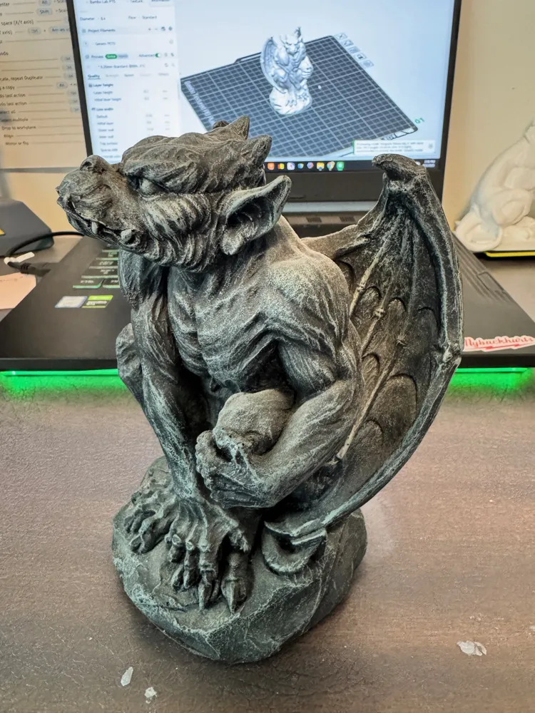 Gargoyle on rock statue - Free 3D Print Model - MakerWorld